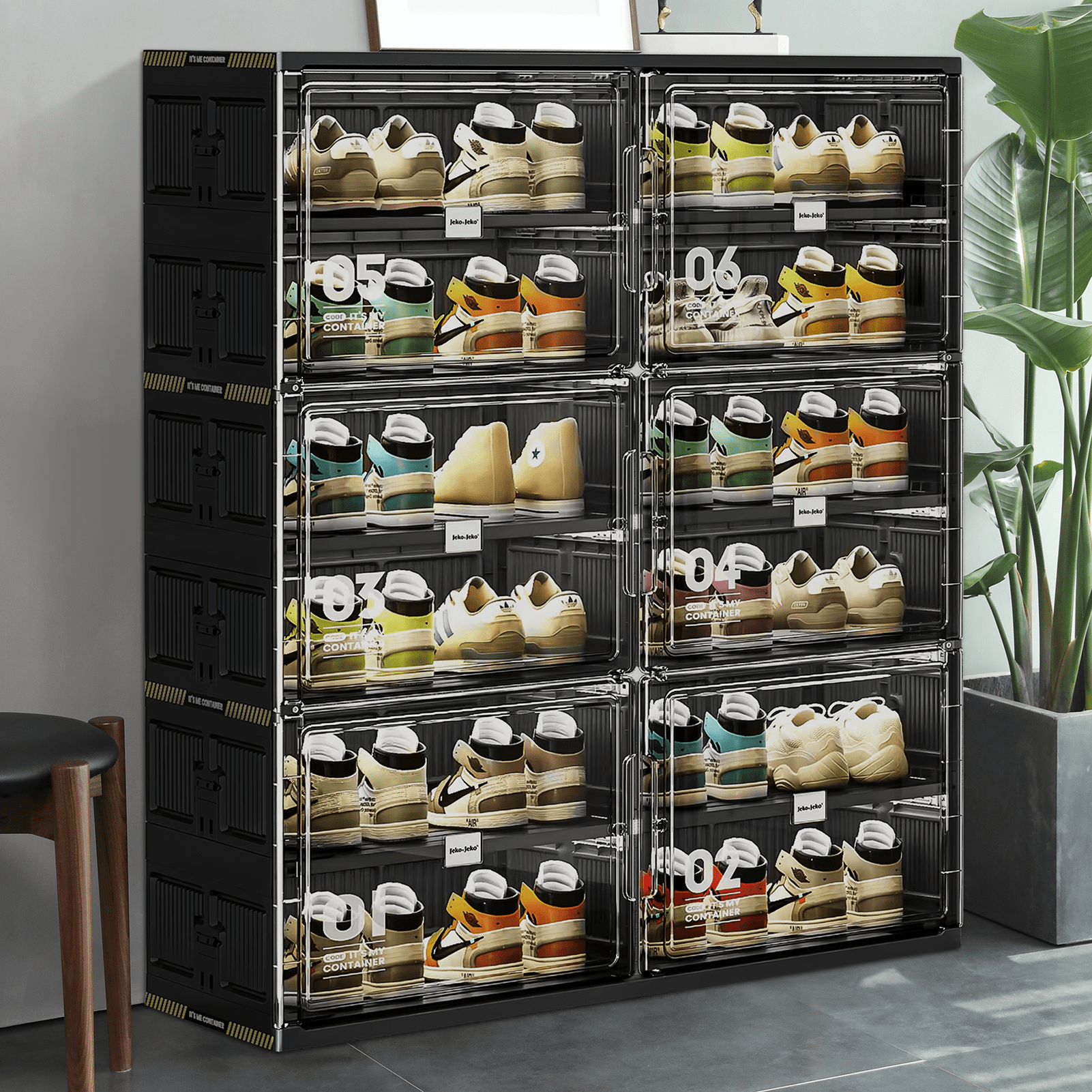 6 Tiers 24 Pairs Hard Plastic Shoe Storage Organizer Cabinet for ...