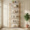 6 Tiers Book Shelf, Industrial Freestanding Display Storage Shelving ...