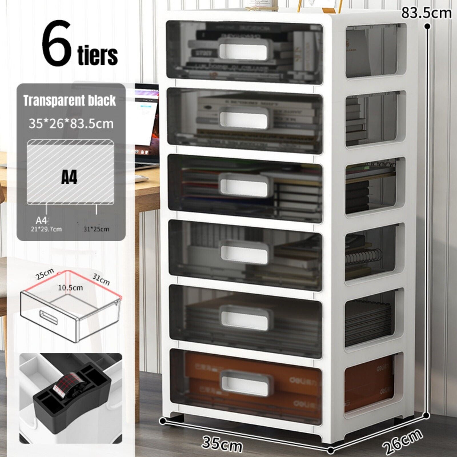 6 Tiers Detachable Storage Box/Plastic Office Sorting Cabinet/Desktop ...