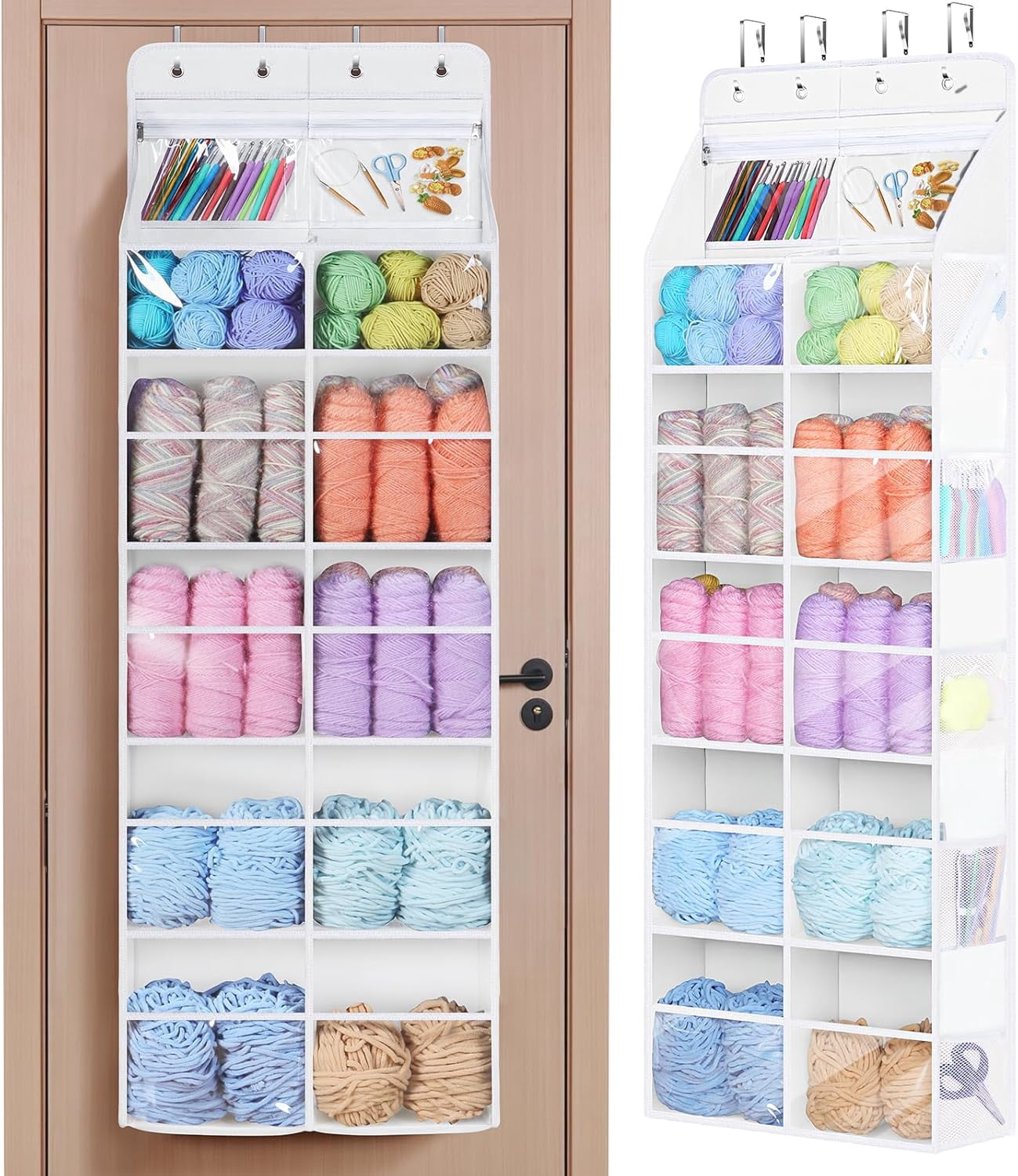 6 Tiers Hanging Yarn Storage Organizer, Large Knitting Organizer with ...