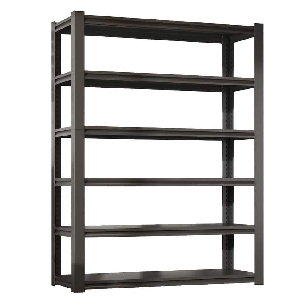 6-Tiers Heavy Duty Steel Adjustable Household Shelving Unit in Black ...