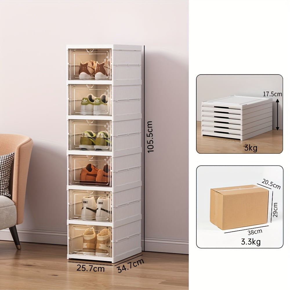 6 Tiers Installation-free Disassembly Shoe Storage Box, Transparent ...