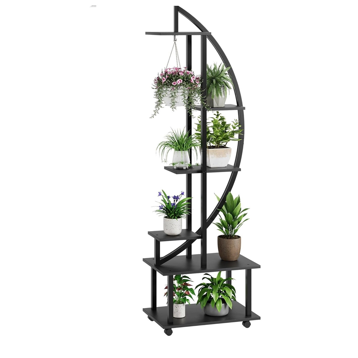 6 Tiers Metal Flower Pot Plant Stand Ladder Shelf Display Rack Indoor w ...