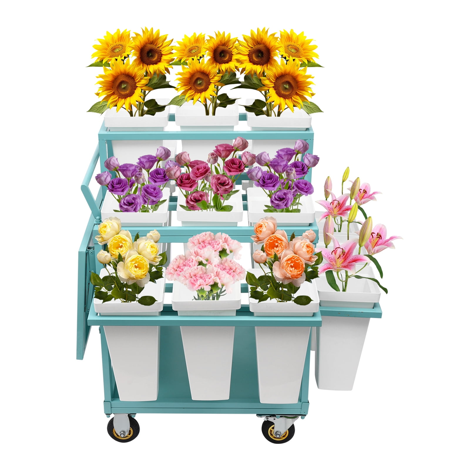 6 Tiers Rolling Flower Display Stand,Cart Plant Stand,Flower Display ...