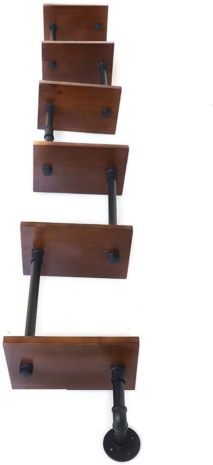 6-Tiers Rustic Floating Wood Shelves Industrial Rustic Iron Pipe ...