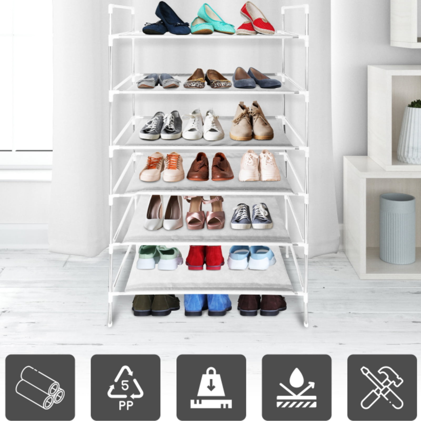 6 Tiers Shoes Rack, Free Standing Shoes Rack Stackable Shoe Storage ...