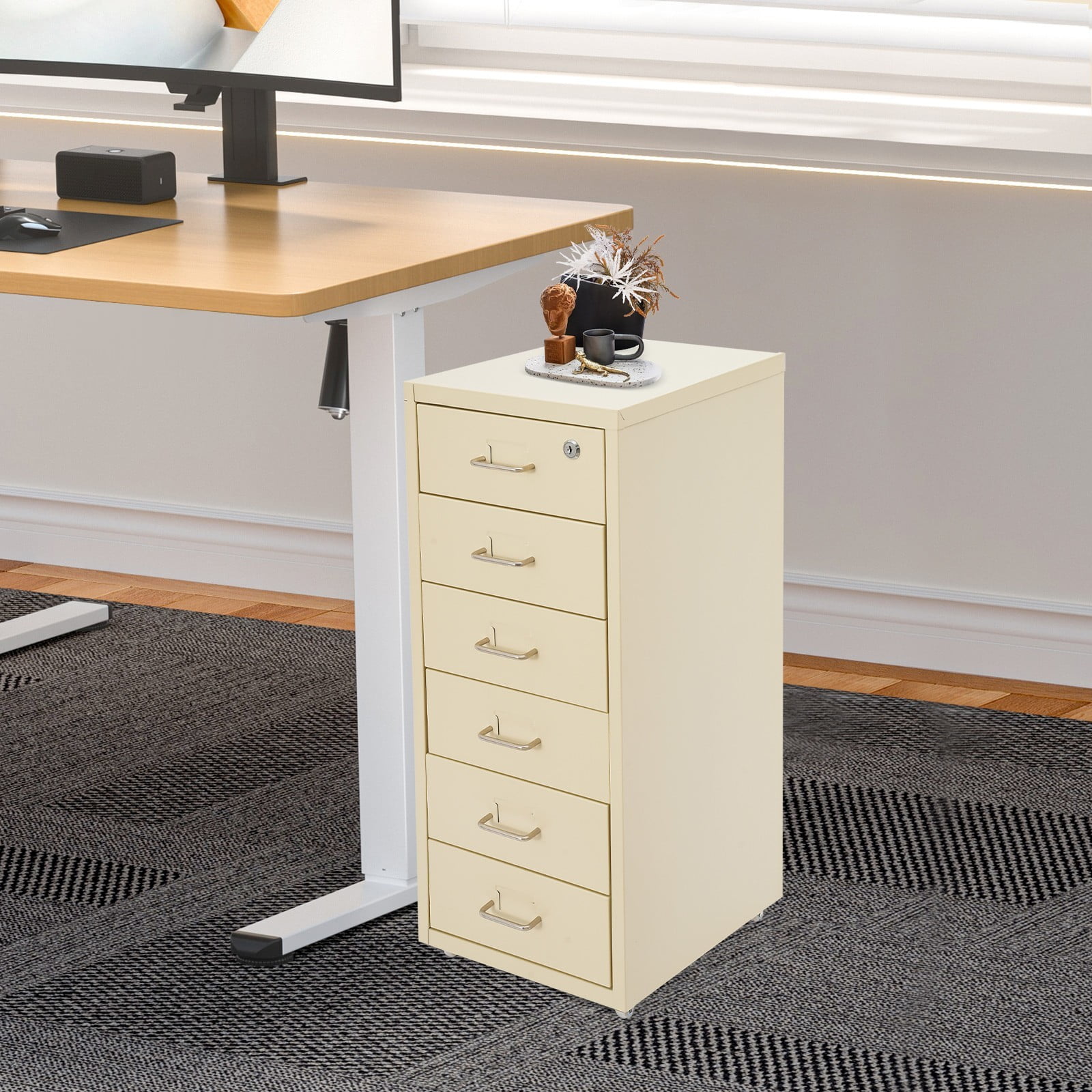 6 Tiers Vertical File Cabinet Metal File Cabinet with Lock Modern ...