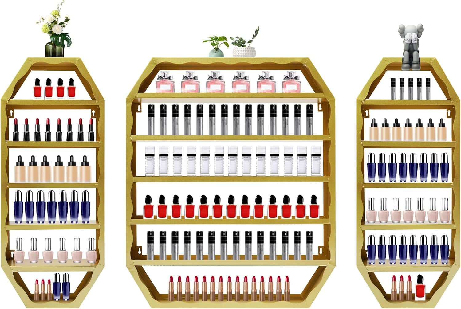 6 Tiers Wall Mounted Nail Polish Storage Rack Set Metal Nail Polish ...