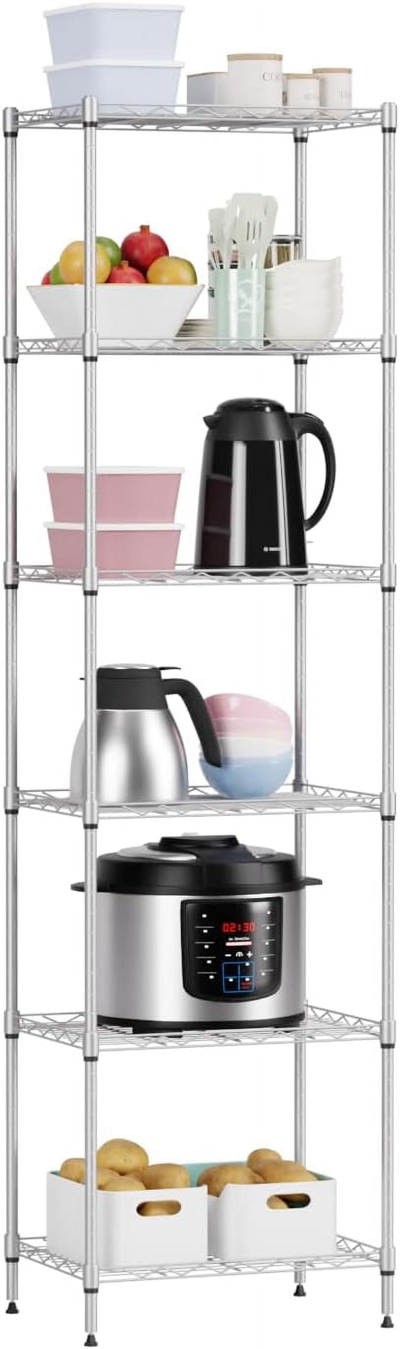 6 Tiers Wire Shelving 12" Dx17 Wx64 H Metal Frame Storage Shelves Easy ...