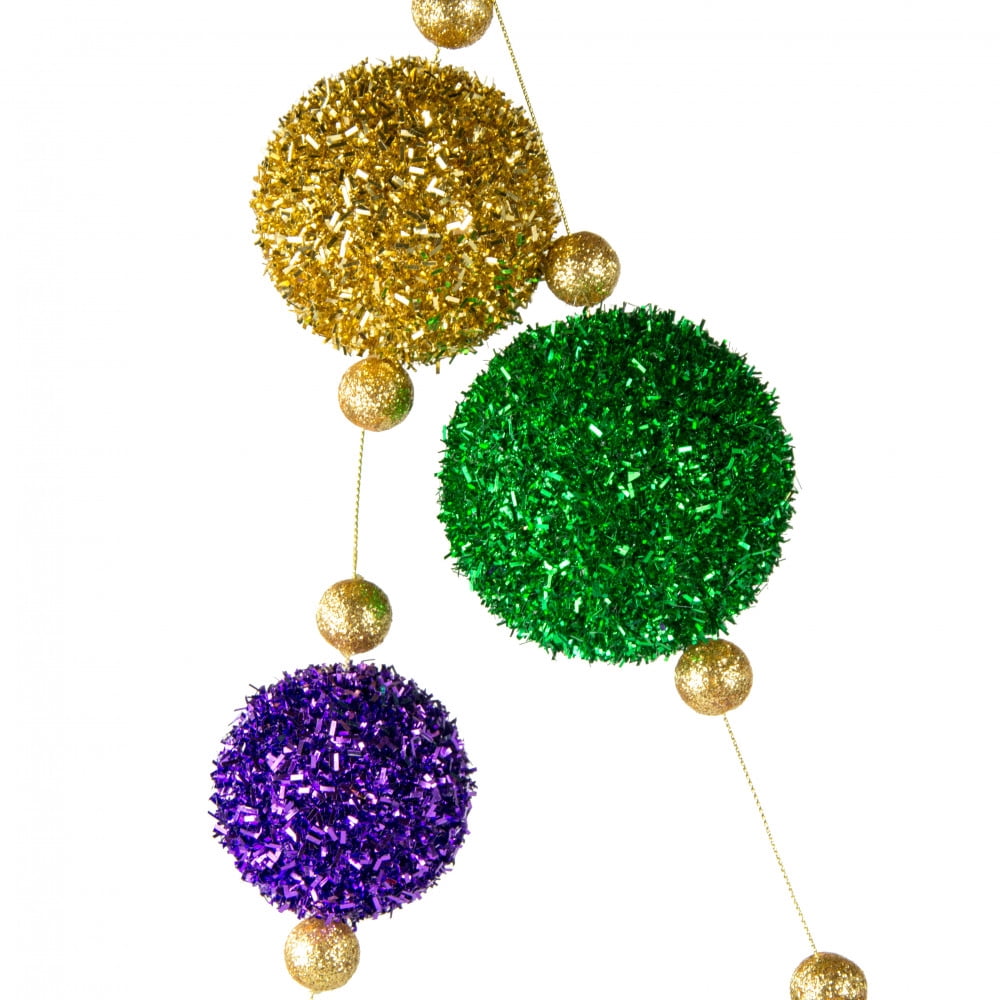 6' Tinsel Ball Garland: Mardi Gras 6' Feet King Cake Decorations parade ...