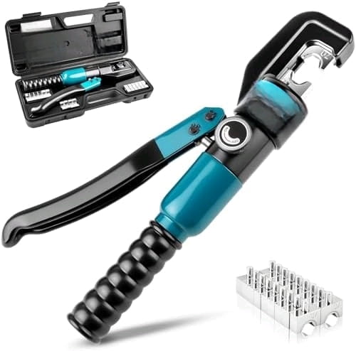 6-Ton Hydraulic Crimping Tool with 9 Pairs of Dies, 12 AWG to 2/0 ...