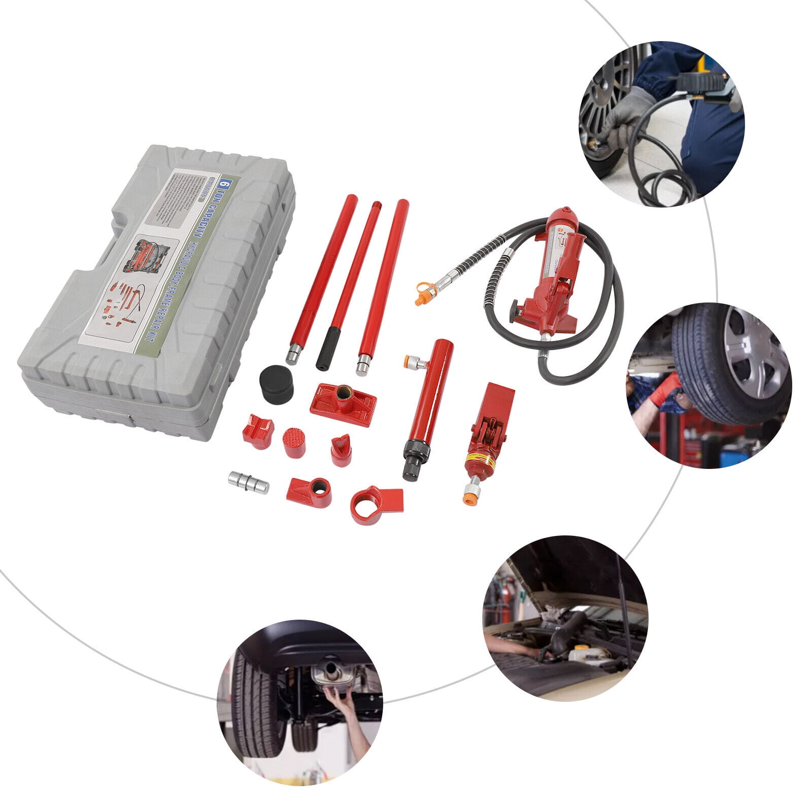 6 Ton Porta Power Hydraulic Jack Auto Body Frame Machine Kit Heavy Duty ...