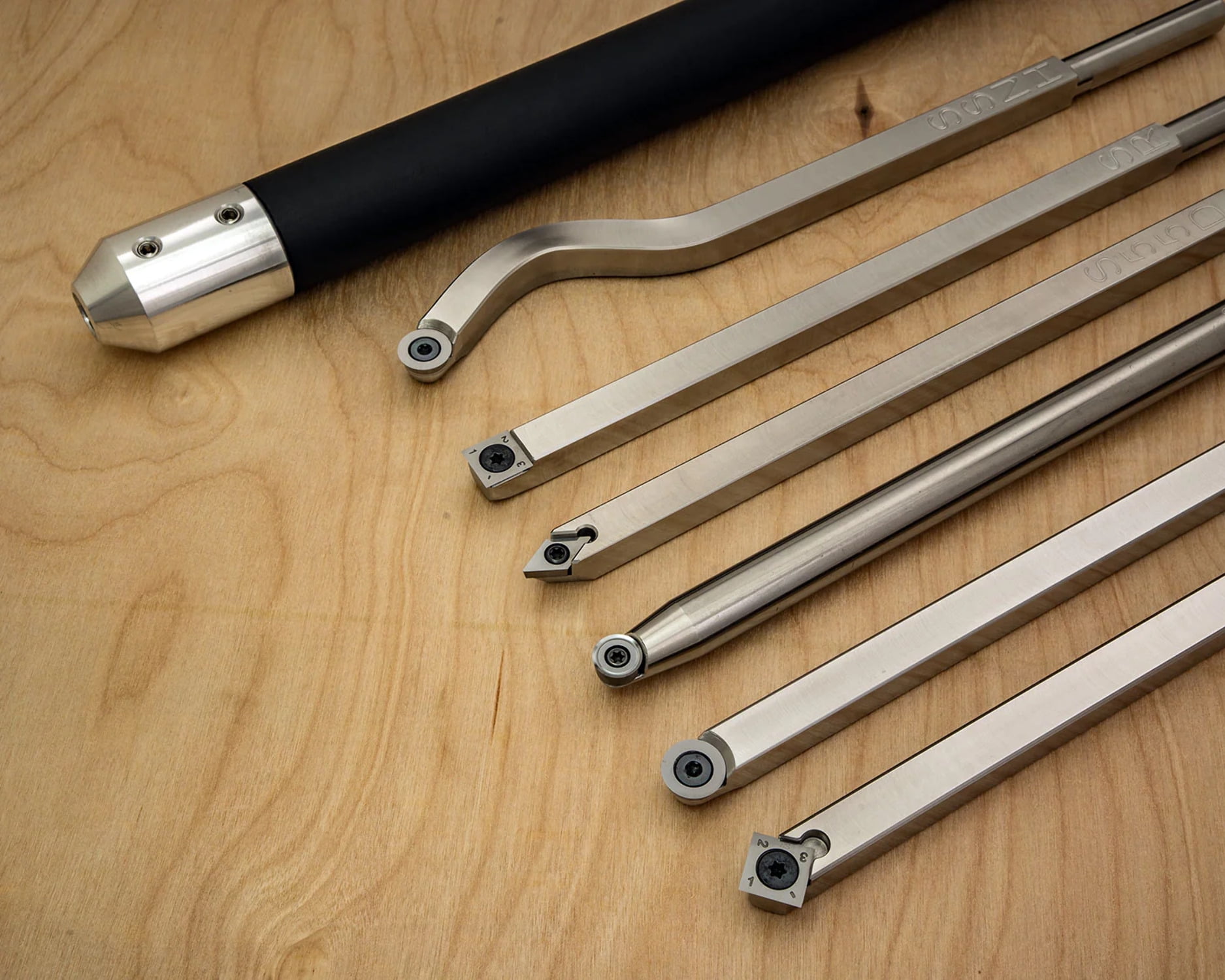 6 Tool Set of Carbide Wood Lathe Tools Plus Interchangeable Foam Grip ...