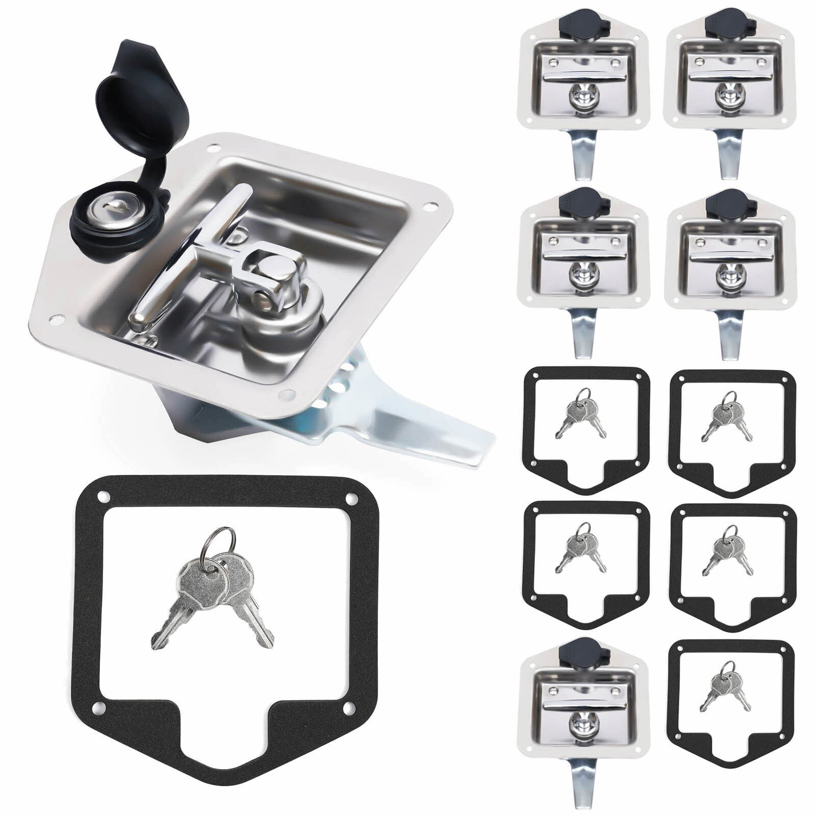 6 Trailer Door Latch T-Handle Lock Stainless Steel Toolbox with Keys ...