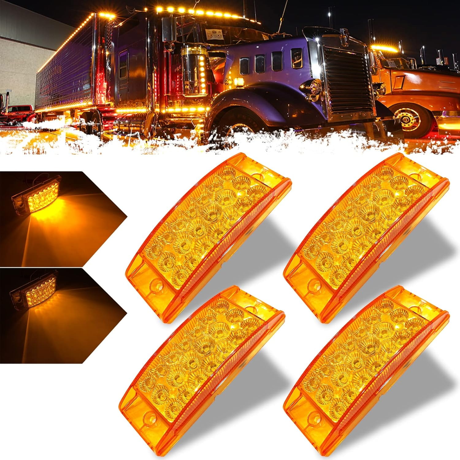 6'' Trailer Truck Marker Lights & Turn Signal Lights Amber LED ...