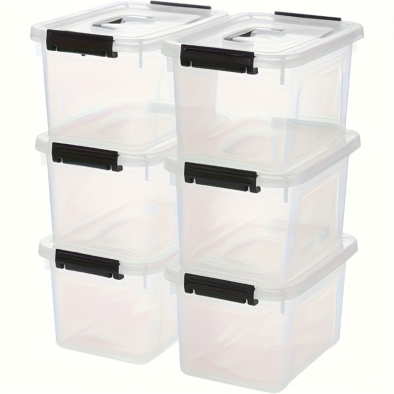 6 Transparent Plastic Storage Boxes with Buckles And Lids, 6-liter ...