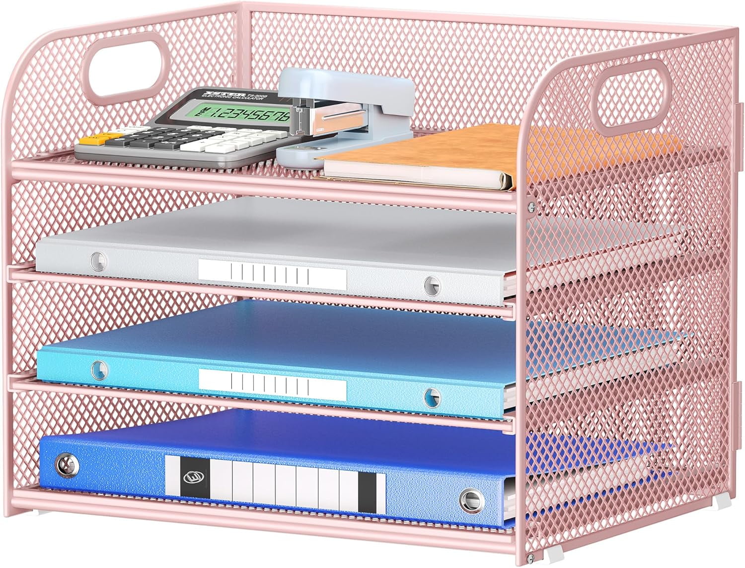 6 Tray Paper Organizer Letter Tray with Handle - Mesh Desk File ...