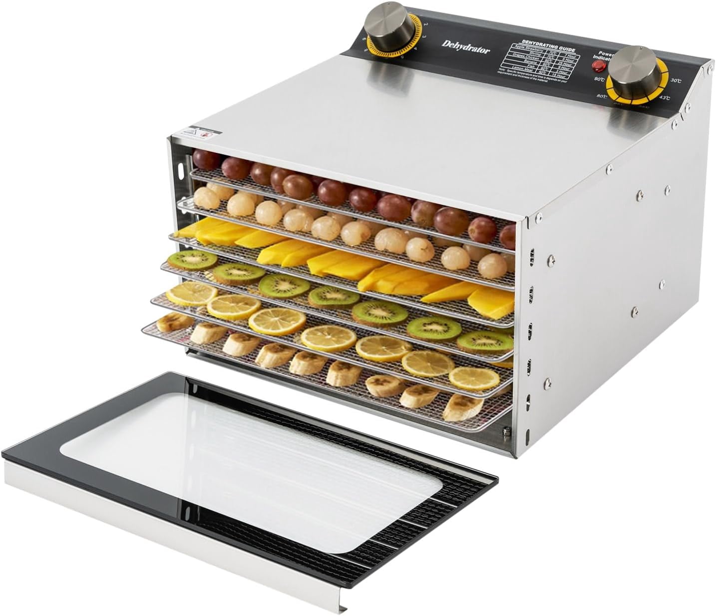 6-Trays Food Dehydrator, Large Commercial Food Dehydrator Timer Setting ...
