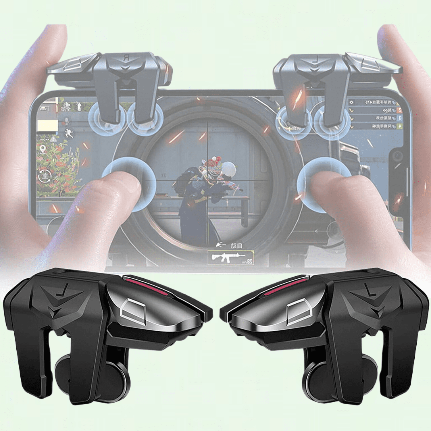 6 Trigger Mobile Controller, Portable PUBG Game Triggers for Call of Duty/Fortnite, 6-Finger ...