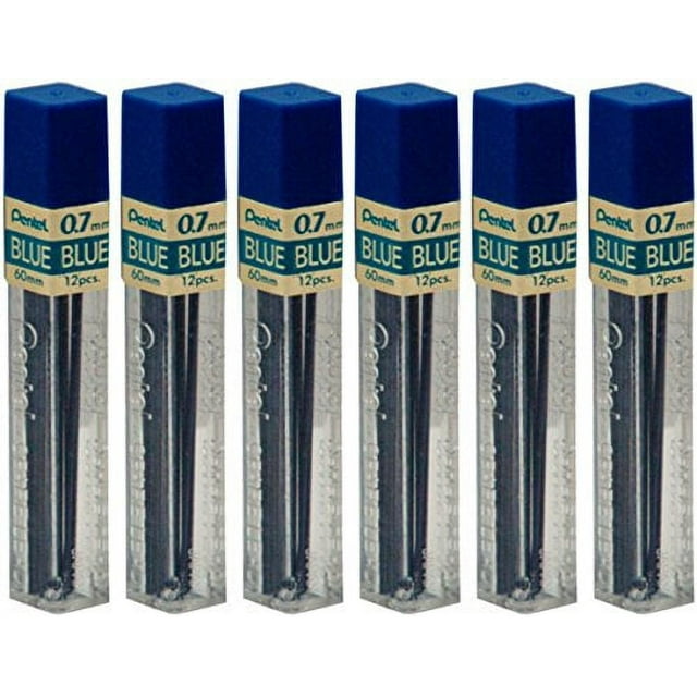 6 Tubes Pentel Ppb7 Blue .7mm Lead 72 Sticks of Blue Lead - Walmart.com