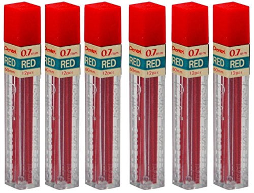 6 Tubes Pentel Ppr7 Red .7mm Lead 72 Sticks of Lead - Walmart.com