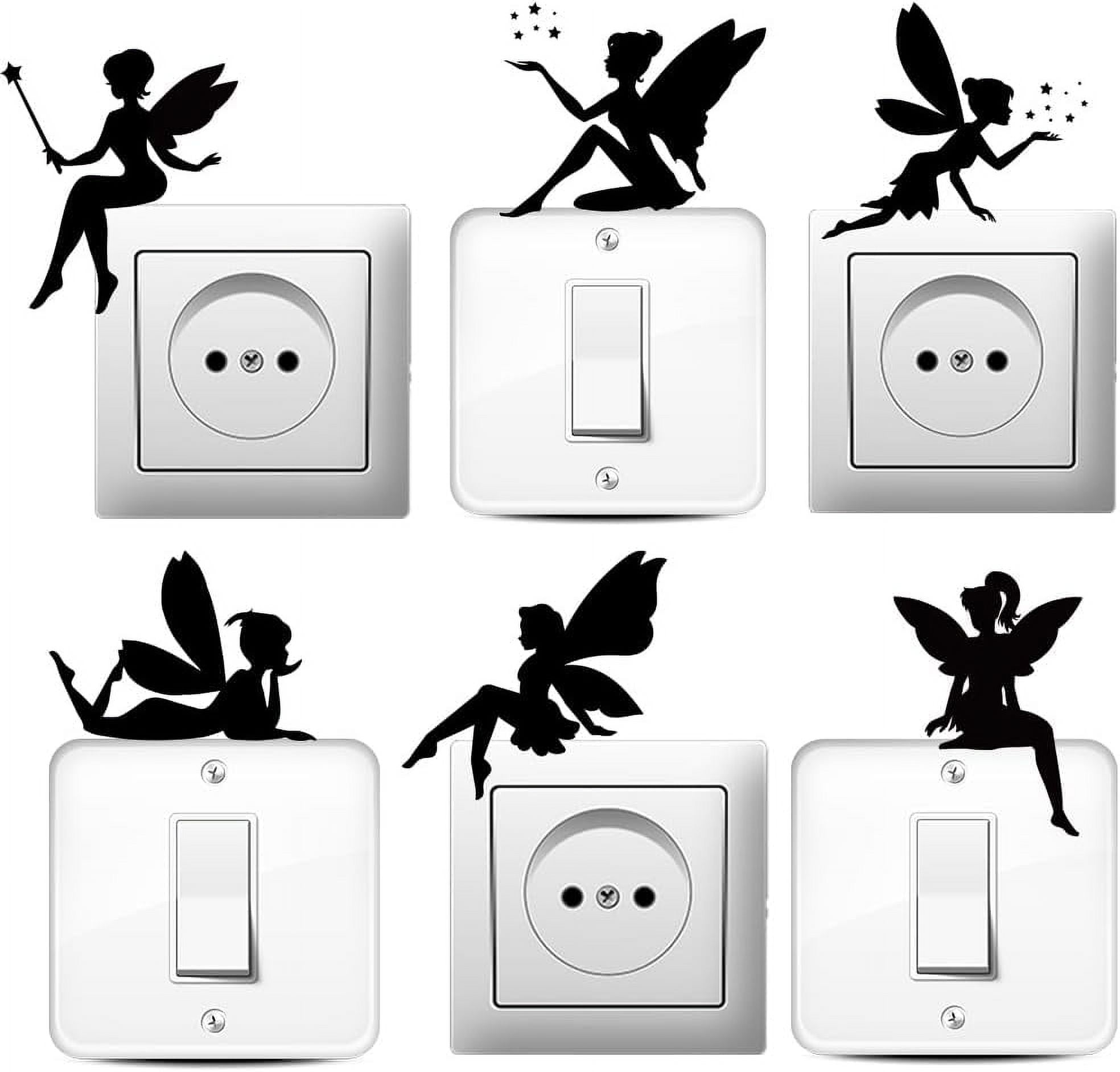 6 Typess Fairy Silhouette Creative Switch Stickers Fairy Wall Sticker ...