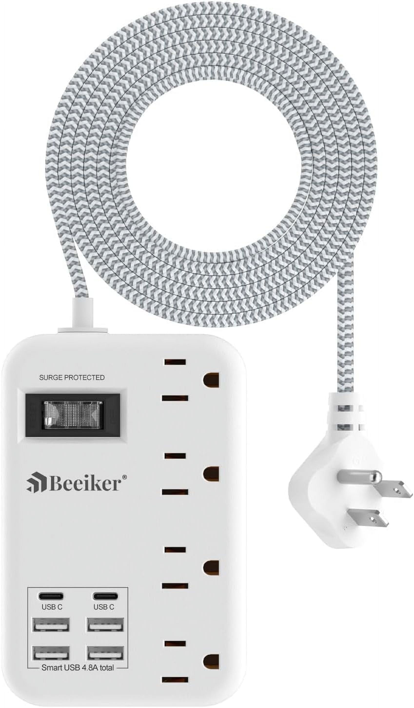 6 USB(2 USB C) Sur Protector Power Strip- 5Ft Travel Power Strip with 4 ...
