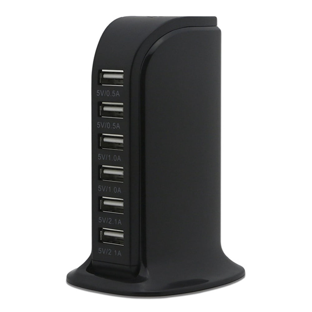 6 USB Port Hub Charger Phone Desktop Rapid Charging Station Extension ...