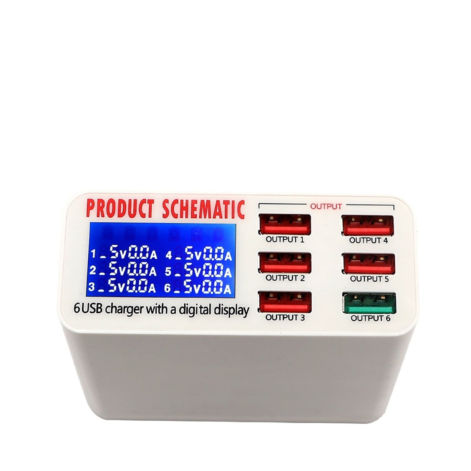 6 USB Ports Quick Char Charr LED Display Multi USB Charging Station ...