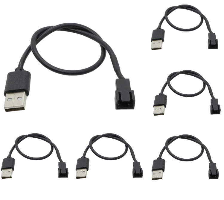 6 USB to 3-pin PWM 5V cables, USB fan power adapter, fan adapter ...