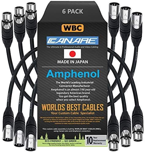 6 Units - 1 Foot - Canare L-4E6S, Star Quad Balanced Male to Female ...