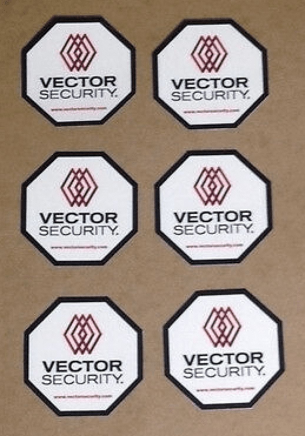 6 VECTOR Alarm Security Sign Window Decals - (NO Staked Security Signs ...