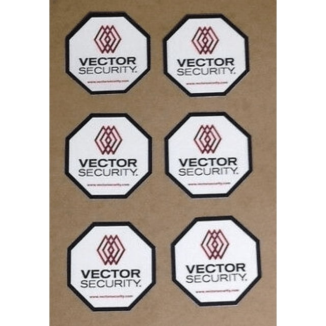6 VECTOR Alarm Security Sign Window Decals - (NO Staked Security Signs ...