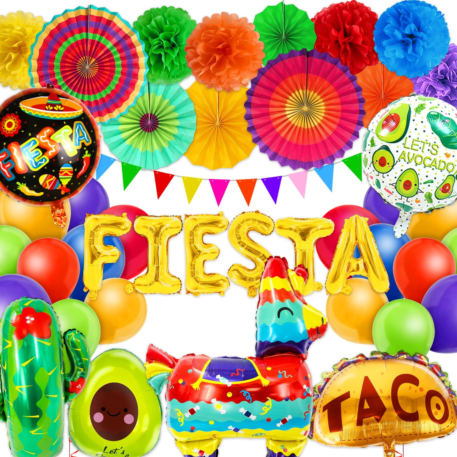 [6 Varieties]TURNMEON 58EGSC Pcs Mexican Fiesta Party Decorations ...