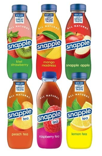 6 Variety Flavored Snapple Juice Drinks, Assortments of Kiwi Strawberry ...