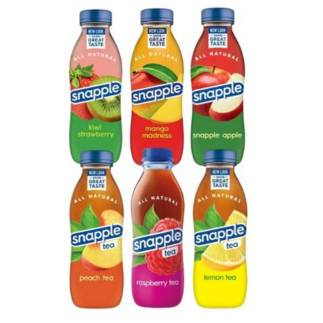 6 Variety Flavored Snapple Juice Drinks, Assortments of Kiwi Strawberry ...