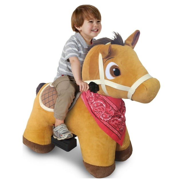 6 Volt Stable Buddies Chestnut Horse Plush Ride-On by Dynacraft with ...