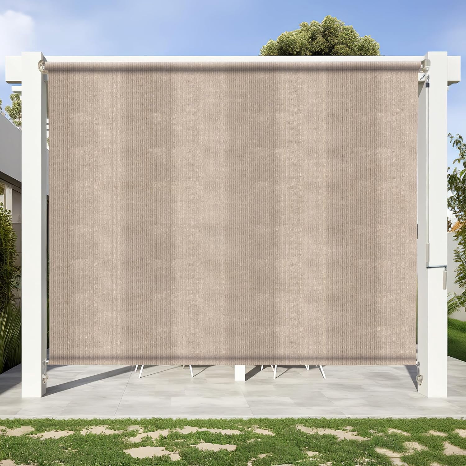 6'(W) X 6'(H) Pebble Outdoor Roller Shade - Cordless Exterior Roll Up ...