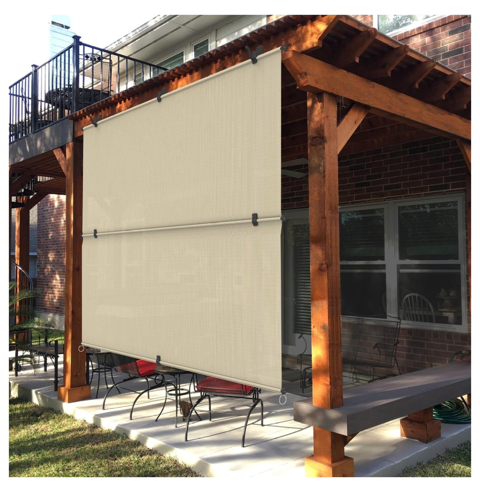6'W x 6'L Outdoor Folding Shade, Cordless Fold Shade Blind Sun Shade ...