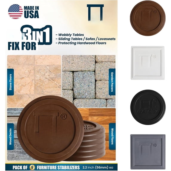 -6 -Walnut Round, Furniture Leveler & Riser, Anti-Slip Sofa Gripper for ...