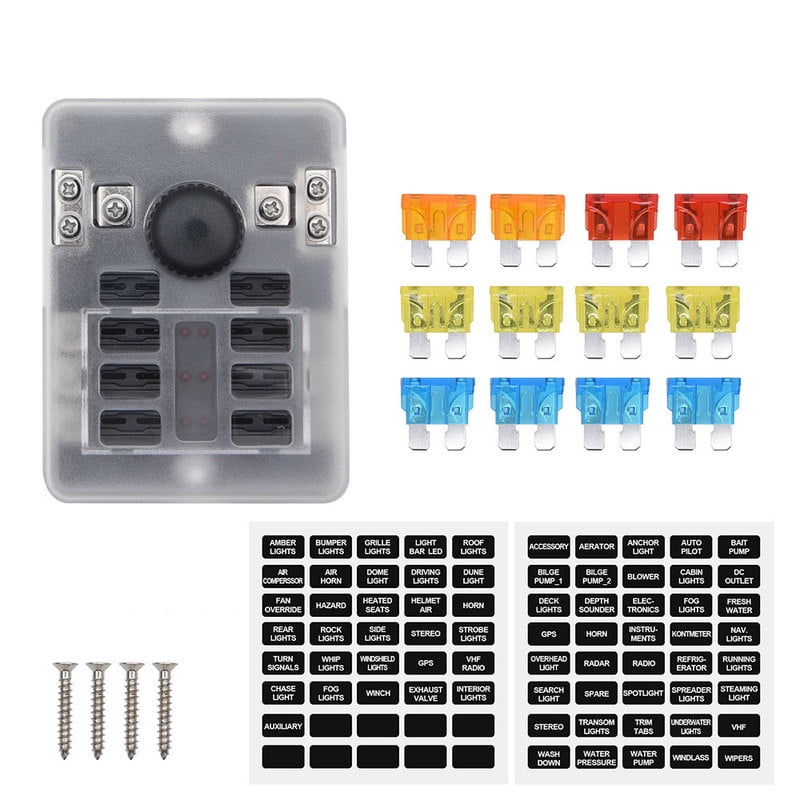 6 Way 12 Way Fuse Box Plastic Cover Blade 12V 32V Fuse Holder RV ...