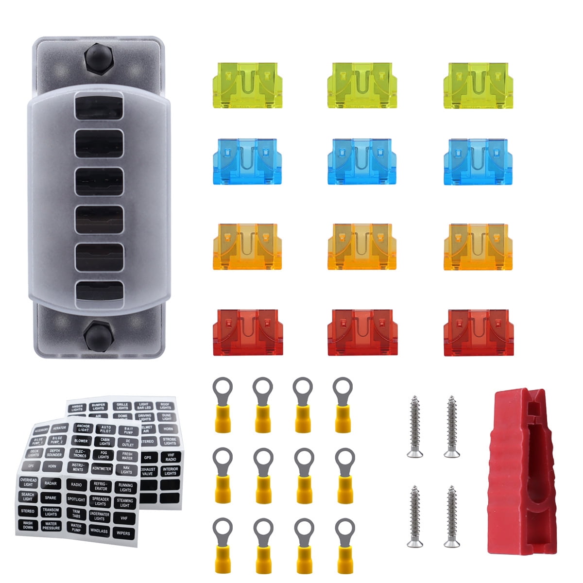 6 Way Blade Fuse Block Fuse Box Holder for Automotive Truck Boat Marine ...