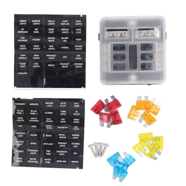 6 Way Fuse Block ATC ATO Blade Fuse Box Waterproof 12V?24V DC with LED Indicator for Automobile ...