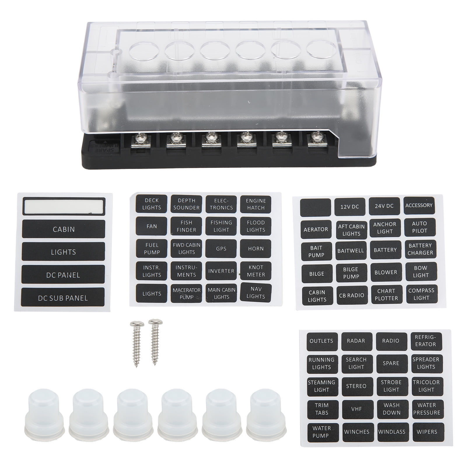 6-Way Fuse Block Box, Waterproof Circuit Breaker for Vehicles, Ships ...