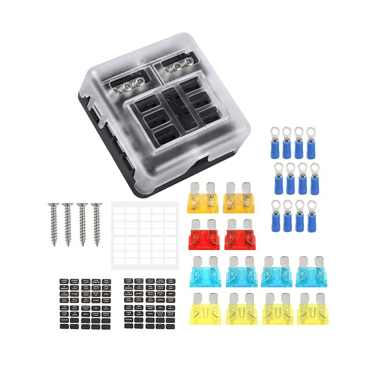 6 Way Fuse Block,with LED Indicator for Dc12-24V Car Boat RV Truck ...