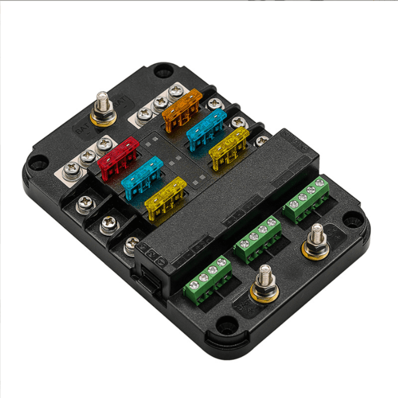 6 Way Fuse and Relay Block with ACC Control, Negative Bus, 12V ATC/ATO ...