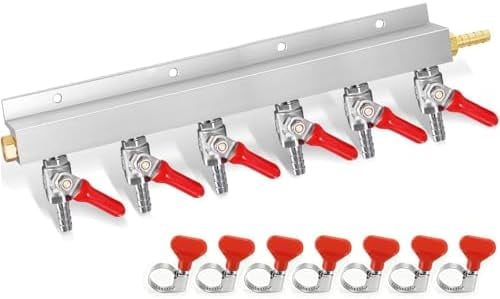 6-Way Gas Distribution Manifold, OD 5/16'' Barb Fitting CO2 Splitter ...