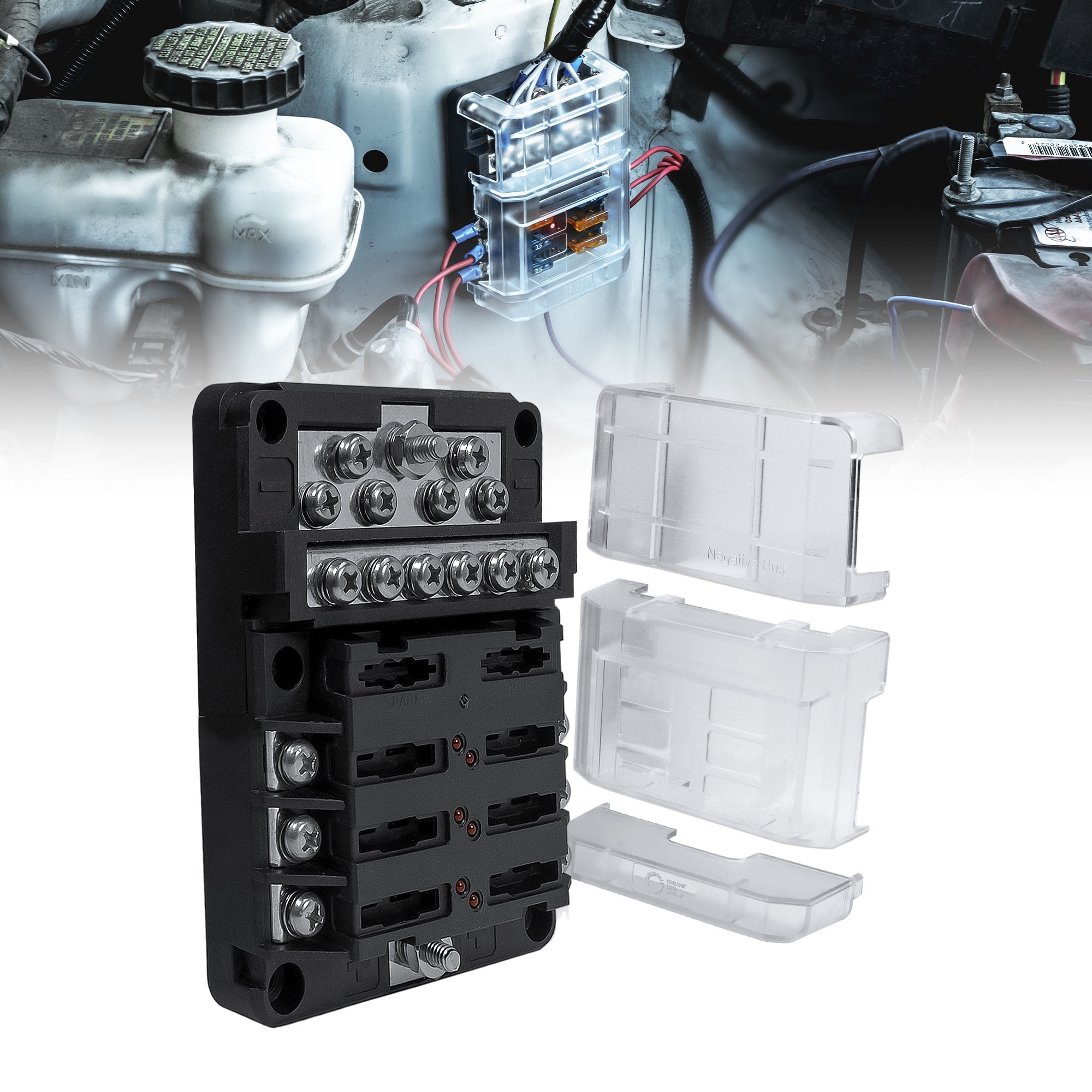 6-Way Power/12-Way Ground 100A Modular Fuse Box [Expandable To 12 ...