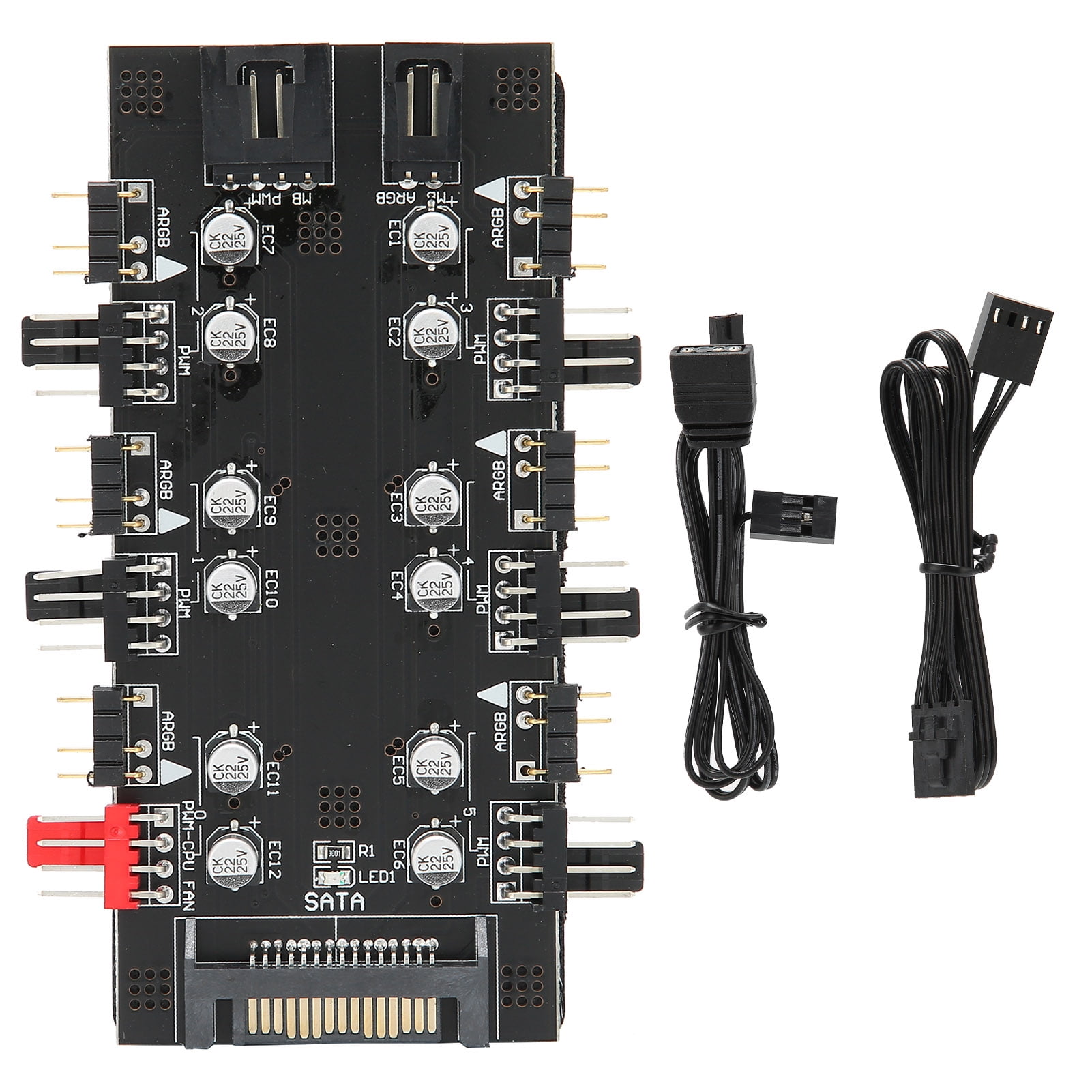 6 Way Splitter Hub 4PIN PWM Speed Regulation 3PIN ARGB Light Control ...
