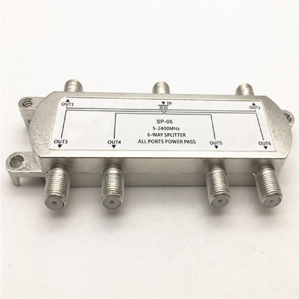 6 Way TV Splitter 5-2400 MHz Coax Cable Adapter for RG59 RG6 HDTV ...